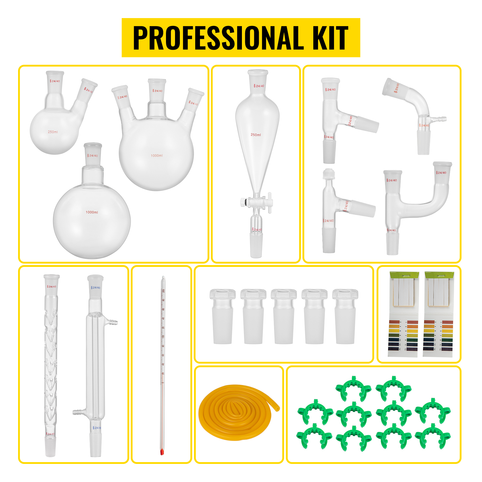 VEVOR New Laboratory Glassware 24/40 Chemistry Glassware 29PCS ...