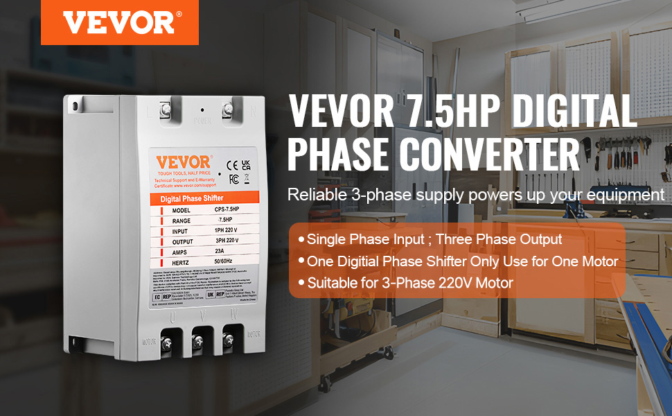 VEVOR 3 Phase Converter- 7.5HP 23A 220V Single Phase to 3 Phase ...