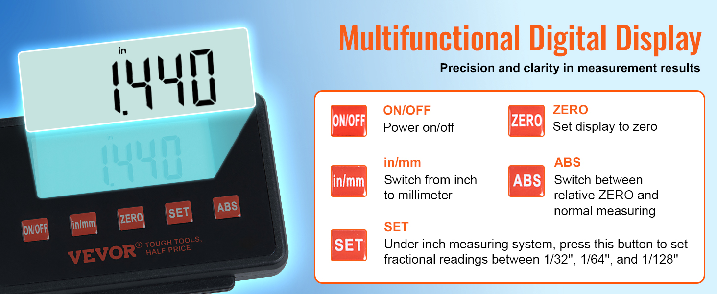 VEVOR Digital Readout, 6'' & 12'' & 24'', Linear Scale 3 Axis DRO ...