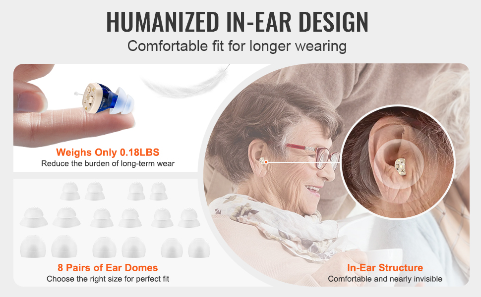 VEVOR Hearing Aids for Senior Rechargeable Hearing Amplifiers & 8 Pair ...