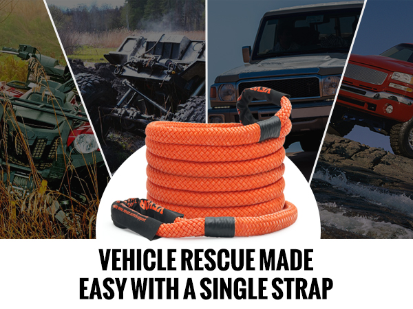 VEVOR 1" x 20' Kinetic Recovery Tow Rope 38,000 lbs, Heavy-Duty Off ...