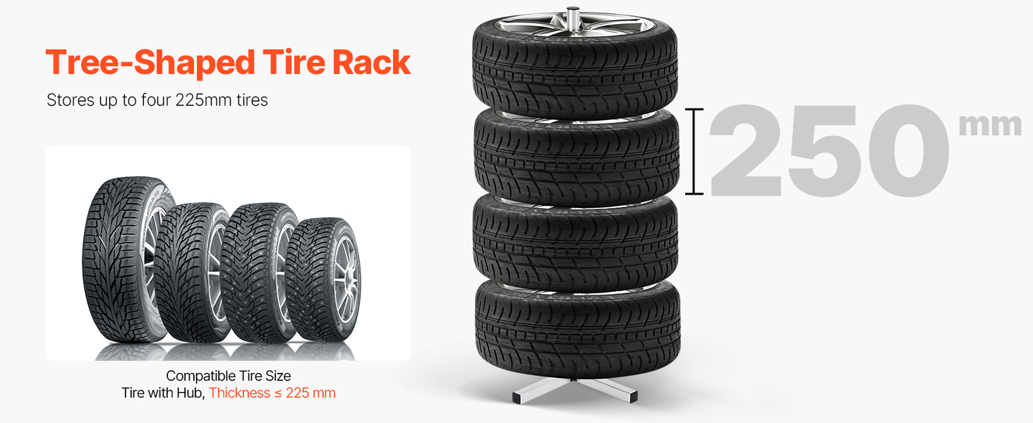 Tire Rack for 4 Tires with Rim Tyre Stand Holder Fit up to 225mm Wide ...