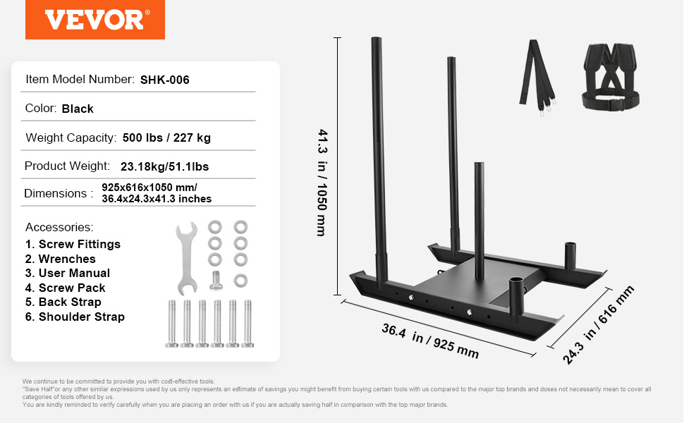 VEVOR Weight Training Sled, Pull Push Power Sled, Fitness Strength ...