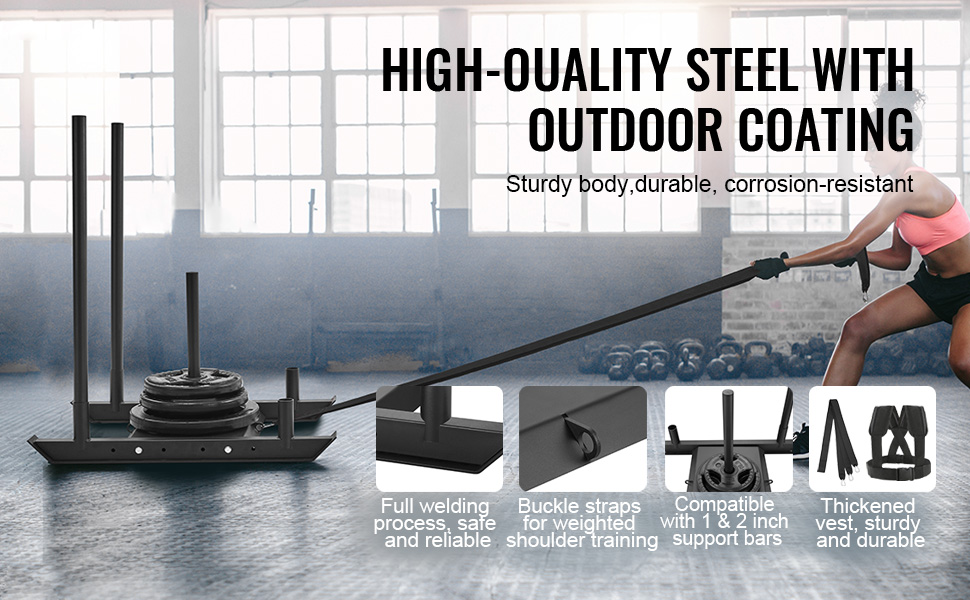 VEVOR Weight Training Sled, Pull Push Power Sled, Fitness Strength ...