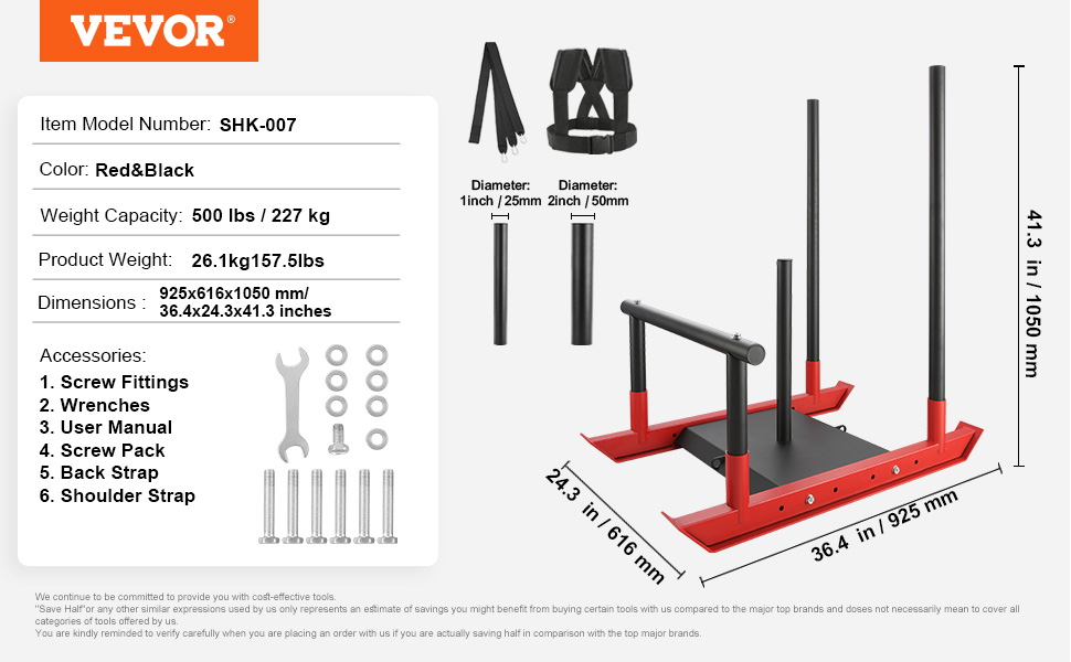 VEVOR Weight Training Sled, Pull Push Power Sled with Handle, Fitness ...
