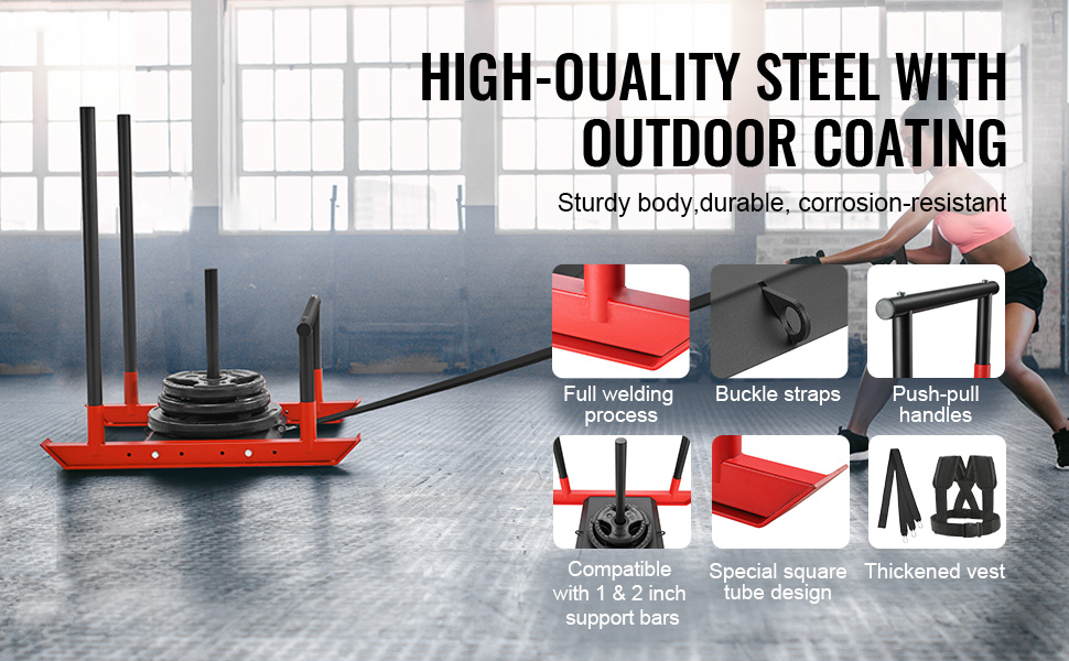 VEVOR Weight Training Sled, Pull Push Power Sled with Handle, Fitness ...