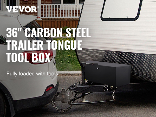 VEVOR Trailer Tongue Box, Carbon Steel Tongue Box Tool Chest, Heavy ...