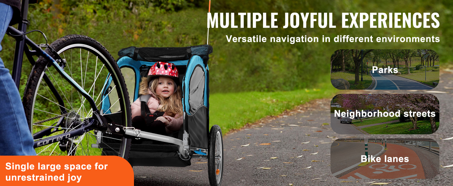 VEVOR Bike Trailer for Toddlers, Kids, 60 lbs Load, Tow Behind Foldable ...