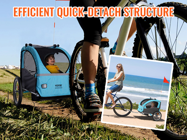 VEVOR Bike Trailer for Toddlers, Kids, 60 lbs Load, Tow Behind Foldable ...
