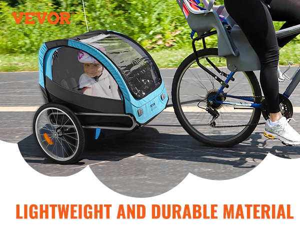 VEVOR Bike Trailer for Toddlers, Kids, Double Seat, 110 lbs Load, Tow ...