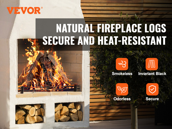 VEVOR 10 Pcs Gas Fireplace Logs, Large Ceramic Logs for Fireplace ...
