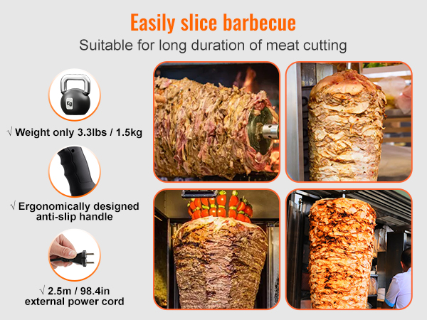 VEVOR Electric Shawarma Knife Turkish Doner Kebab Meat Gyro Cutter with ...