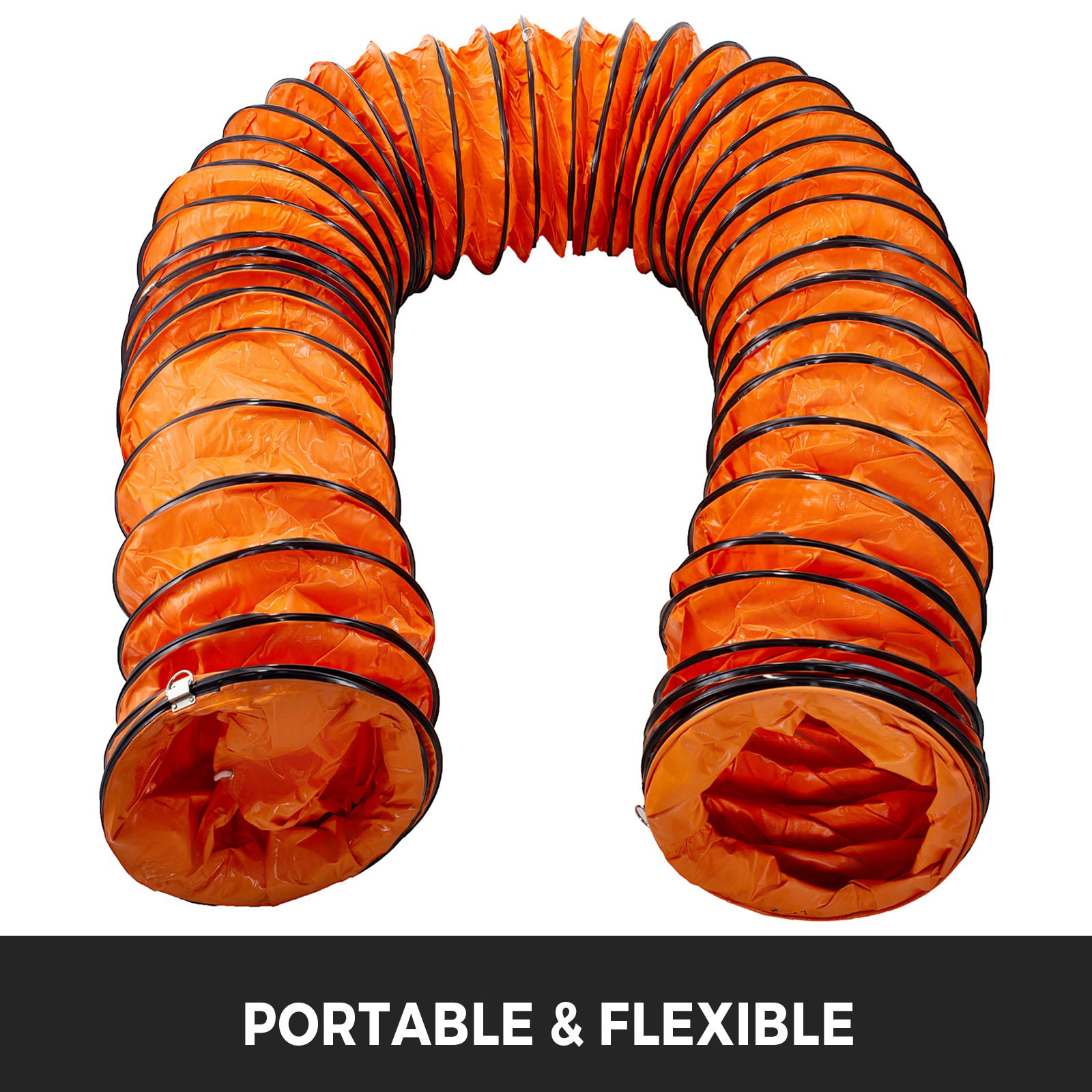 VEVOR 25ft Ducting Hose, PVC Flexible Duct Hosing with S Hook & Steel ...