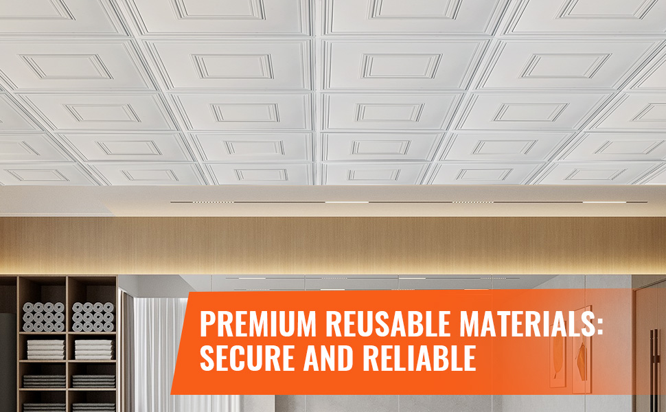 VEVOR Ceiling Tiles 12-Pack 24 x 24 in PVC Easy Installation White ...
