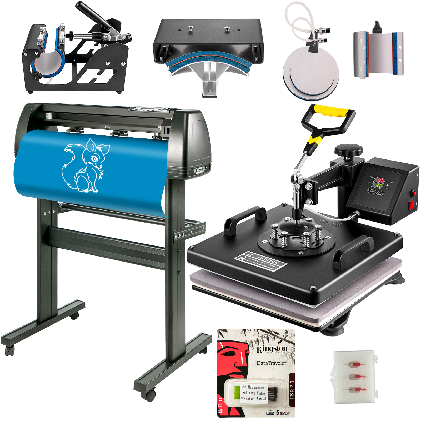 Heat Press 6 In1 Sublimation Machine 15"x15" + Vinyl Cutter 28" Plotter ...