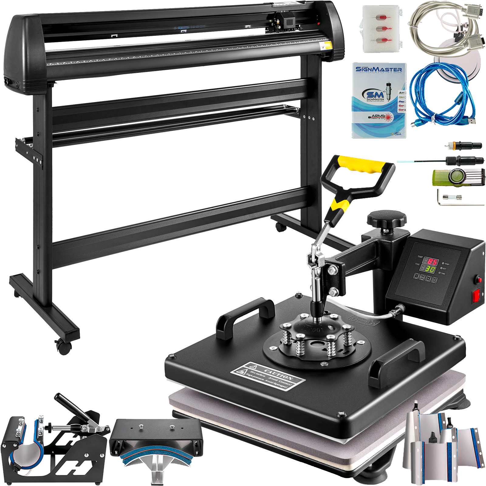 8 In 1 Heat Press 15"x15" Sublimation Machine + 53" Vinyl Cutter ...