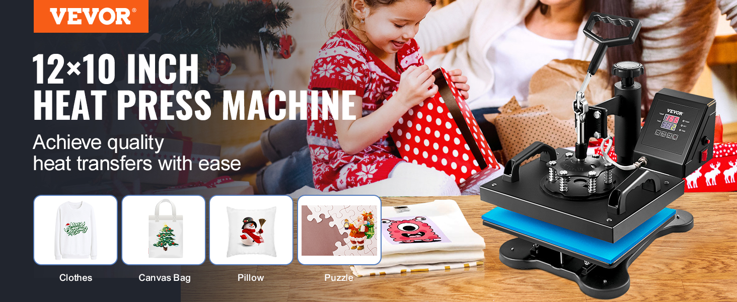 VEVOR Heat Press, 12x10Inch T-Shirt Press Machine, T-shirt Press Heat ...