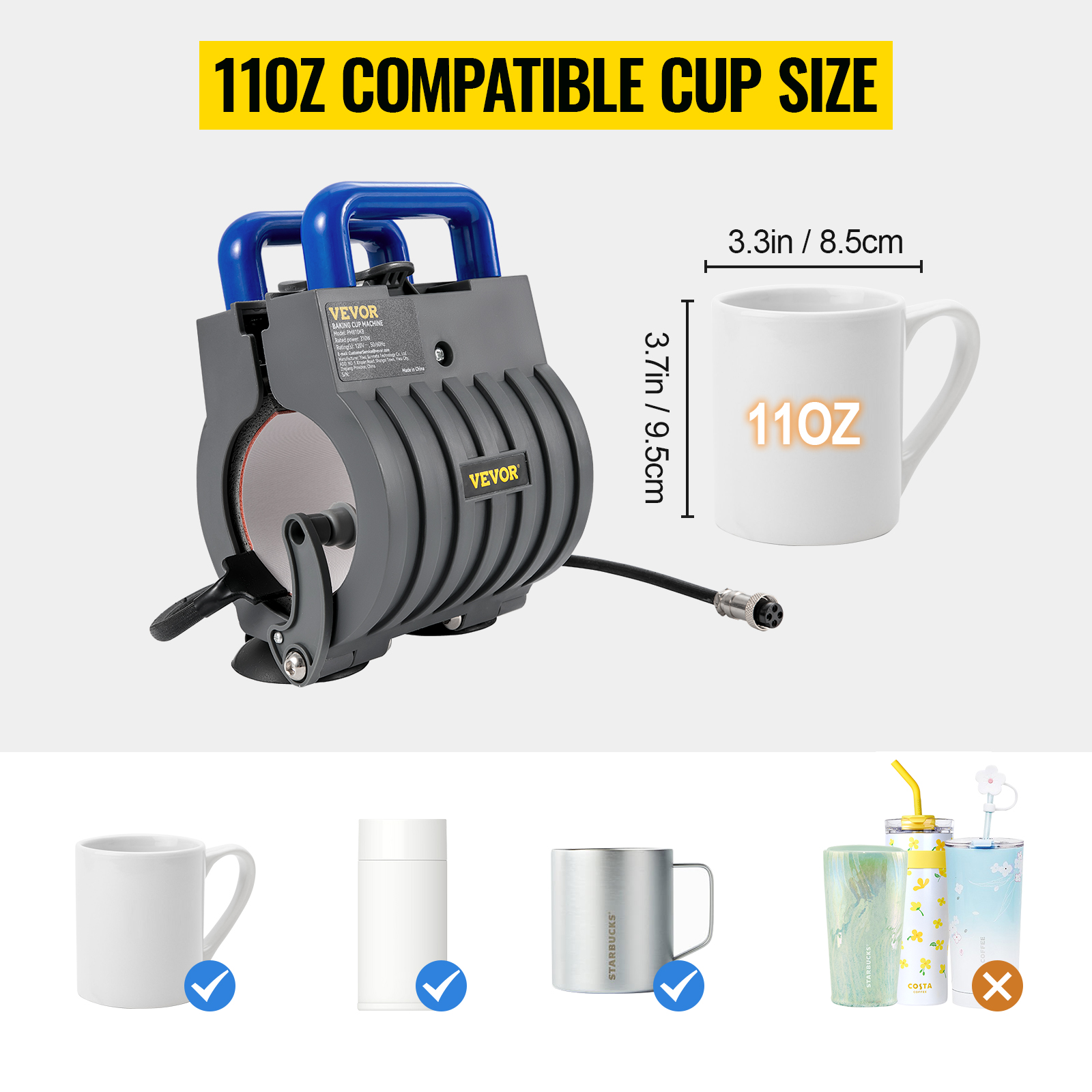 VEVOR Cup Heat Press Attachment, 11oz Mug Heating Transfer Element for ...