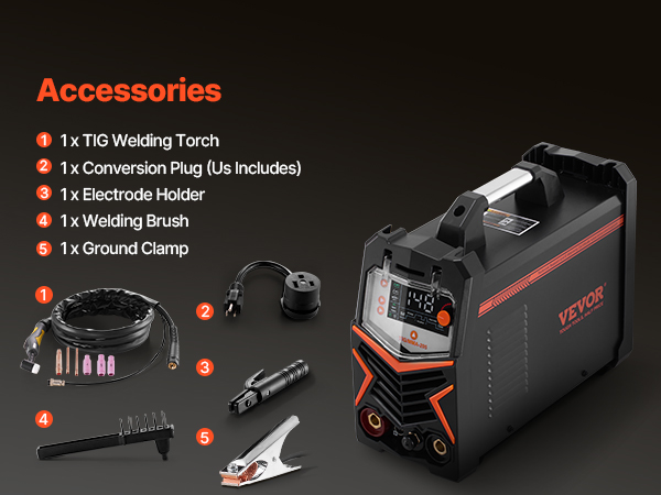 VEVOR TIG Welder 3-In-1 Welding Machine Pulse MMA Stick IGBT Inverter ...