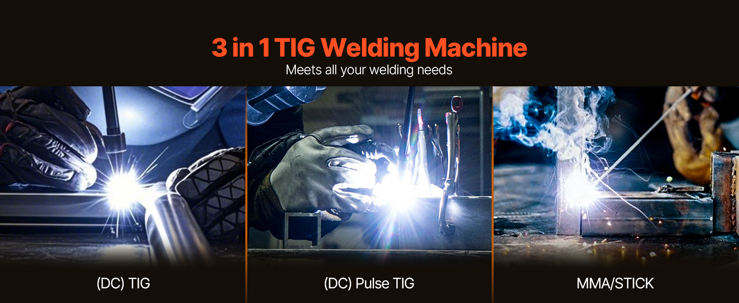TIG Welder 3-In-1 Welding Machine Pulse MMA Stick IGBT Inverter LED ...