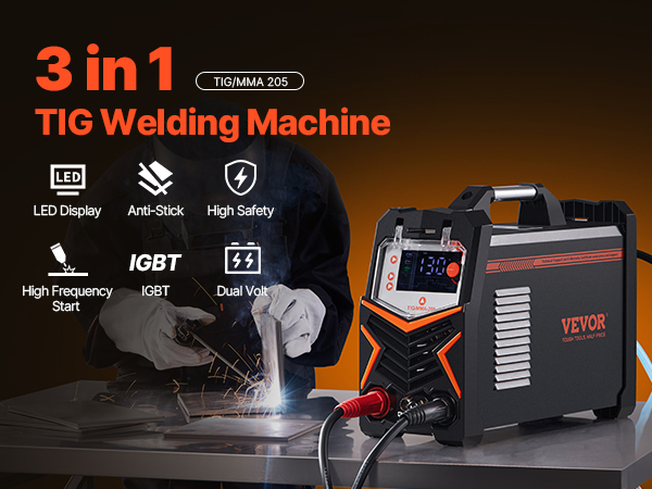 VEVOR TIG Welder 3-In-1 Welding Machine Pulse MMA Stick IGBT Inverter ...