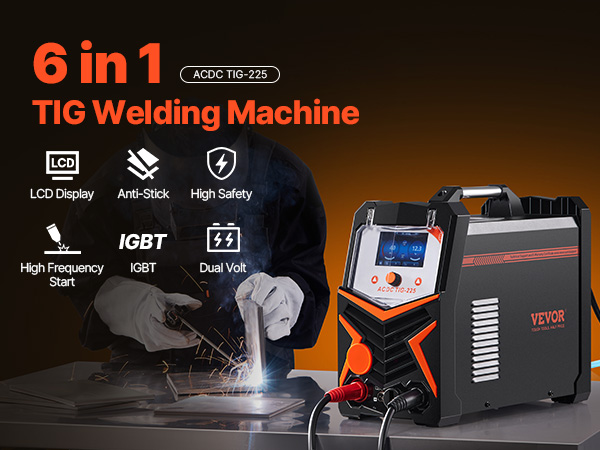 VEVOR TIG Welder 6-In-1 AC/DC Welding Machine Pulse Spot MMA Stick IGBT ...