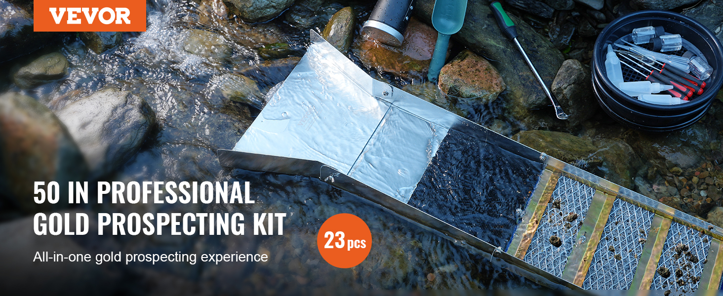 VEVOR 50 Inch Folding Sluice Box Gold Panning Kit, 23pc Gold ...