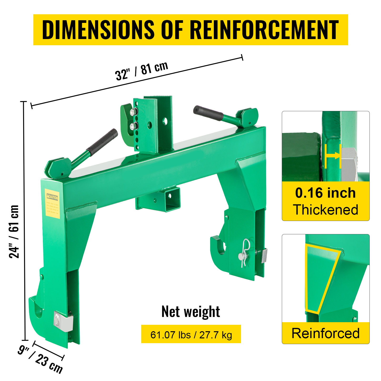 VEVOR 3-Point Quick Hitch, 3000 LBS Lifting Capacity Tractor Quick ...
