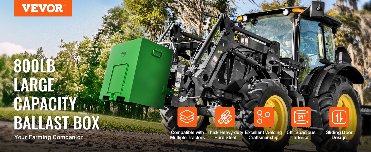 VEVOR Ballast Box 3 Point Category 1 Tractor, 800lbs Capacity, for 2 ...