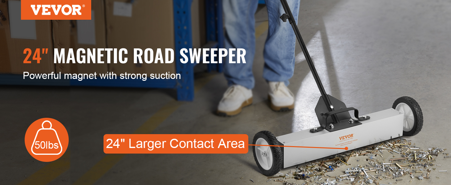 VEVOR 50Lbs Rolling Magnetic Sweeper with Wheels, Push-Type Magnetic ...