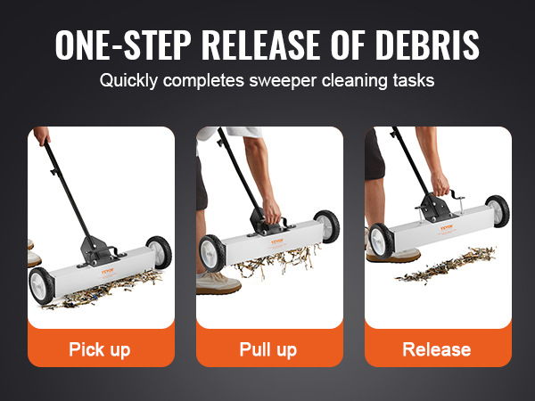 VEVOR 50Lbs Rolling Magnetic Sweeper with Wheels, Push-Type Magnetic ...