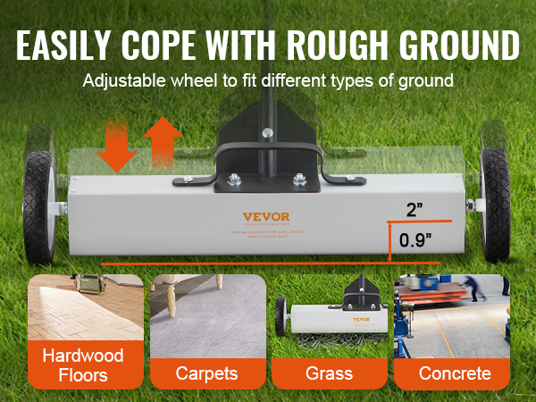 VEVOR 50Lbs Rolling Magnetic Sweeper with Wheels, Push-Type Magnetic ...