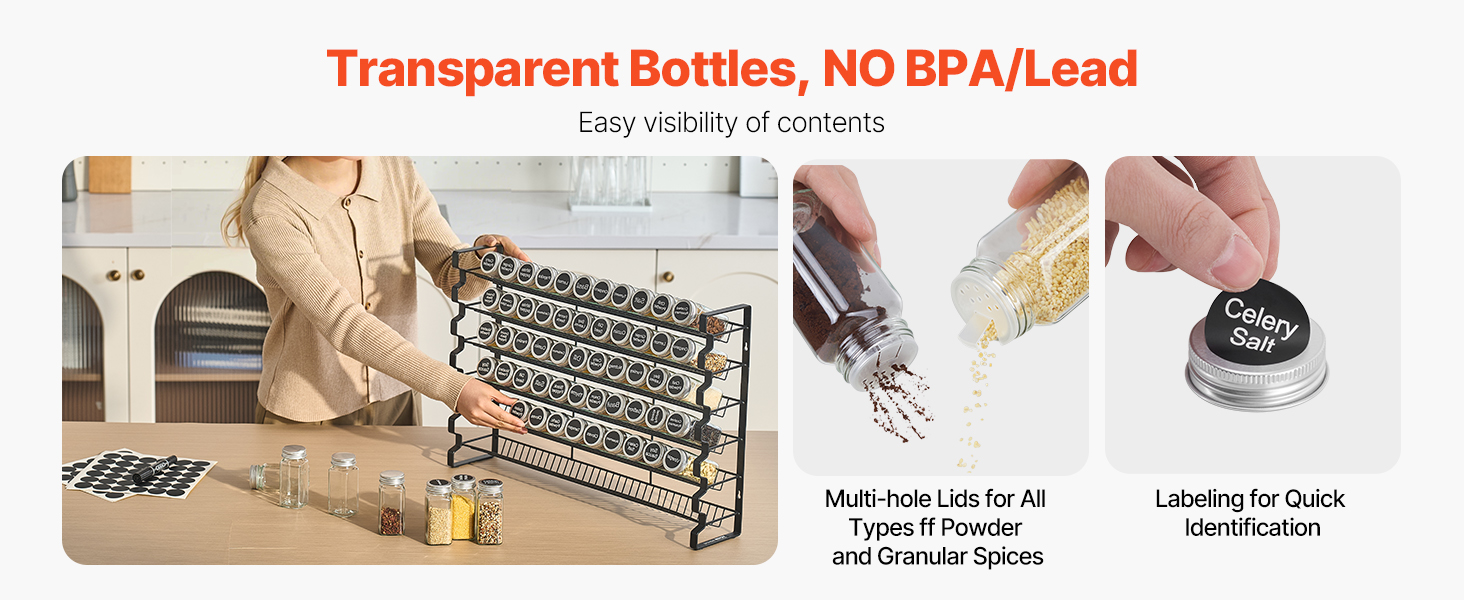 Spice Rack Organizer for Cabinet Seasoning Storage Set Wall Mounted 4 ...