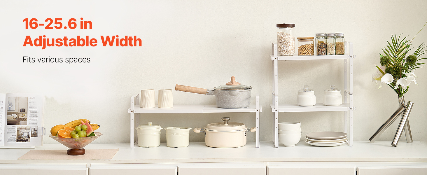2 Tier Cabinet Organizer Shelf Counter Shelves Steel Kitchen Storage ...
