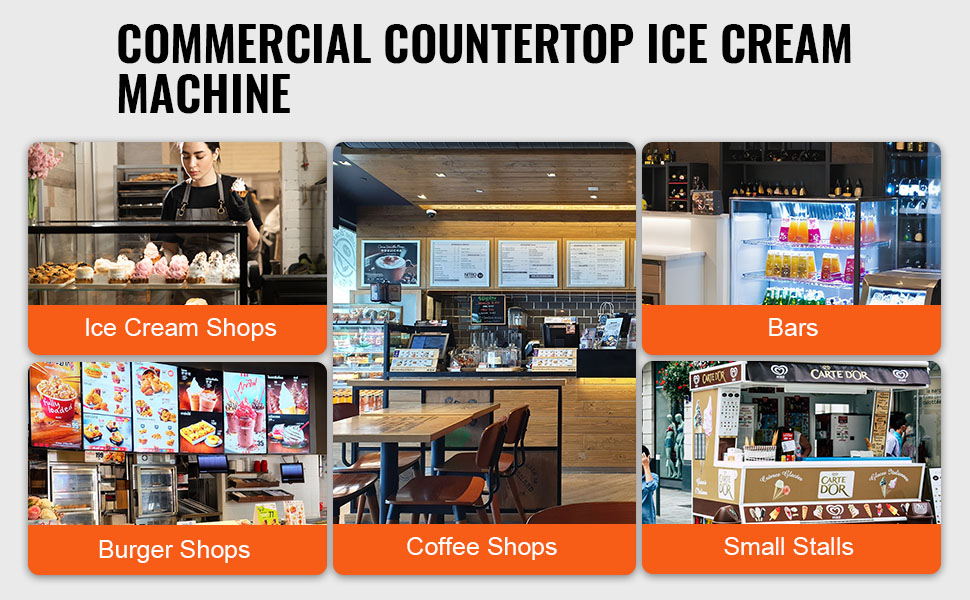 VEVOR Commercial Ice Cream Machine, 21 QT/H Yield, 1800W 3-Flavor ...