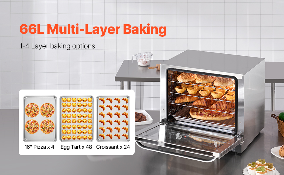 VEVOR 66L Commercial Countertop Oven 2800W Electric Toaster Oven ...