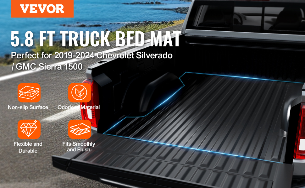 VEVOR Truck Bed Mat Fit 2019-2024 Chevrolet Silverado/GMC Sierra 1500 ...