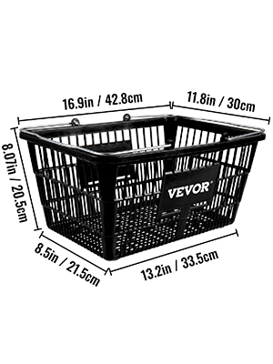 VEVOR Shopping Basket, Set of 12 Black, Durable PE Material with Handle ...