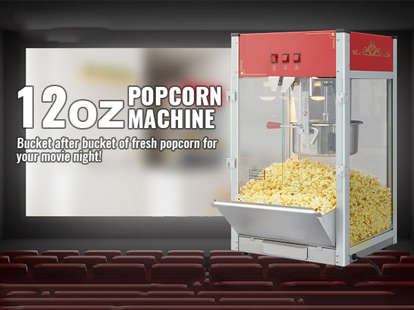 VEVOR Popcorn Popper Machine 12 Oz Countertop Popcorn Maker 1440W 80 ...