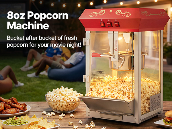 VEVOR Popcorn Popper Machine Countertop Popcorn Maker 850W 8 Oz 48 Cups ...