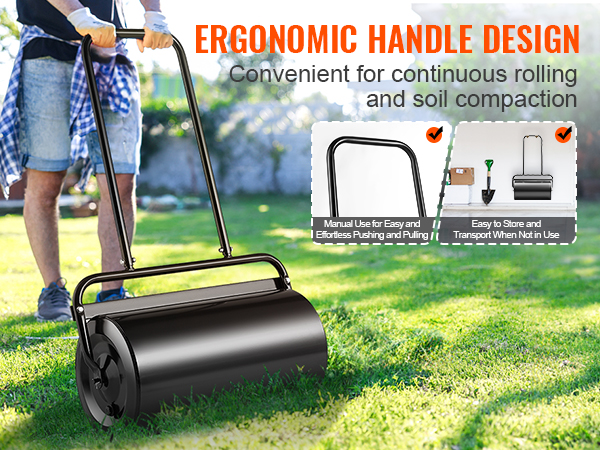 VEVOR Lawn Roller, 13 Gallon Sand/Water Filled Yard Roller, Steel Sod ...