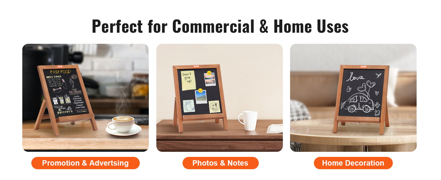 VEVOR Tabletop Chalkboard Sign, Message Signs with Chalks, Freestanding ...