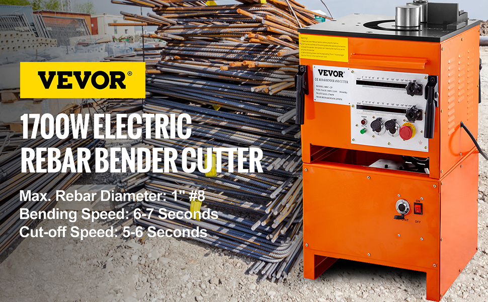 VEVOR Hydraulic Rebar Bender 1700 Wattage Electric Rebar Bender and ...