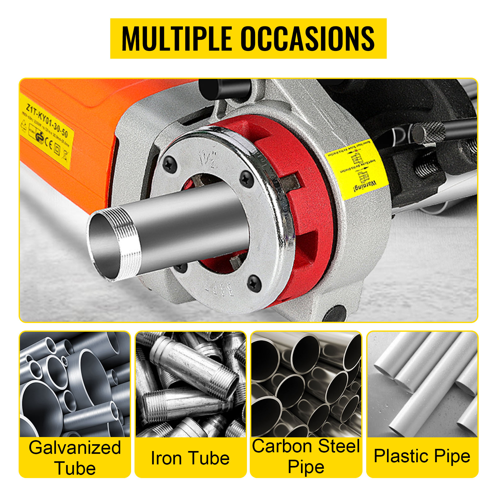VEVOR Electric Pipe Threader, 2300W Pipe Threading Machine with 6 Dies ...