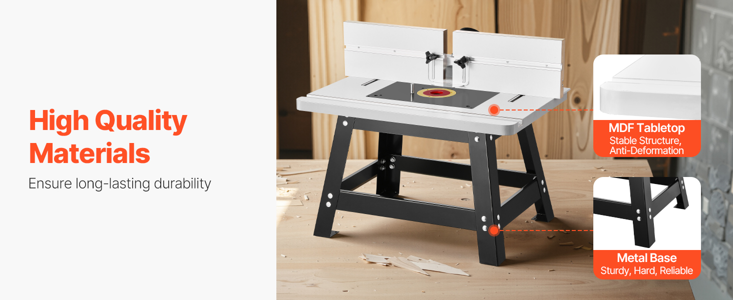 VEVOR Benchtop Router Table 610x400 mm with Fence MDF Top Dust ...