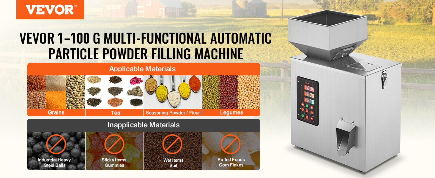 VEVOR Powder Filling Machine, 0.002-0.22lbs/1-100g, Automatic ...