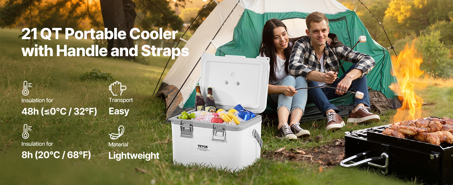 Portable Cooler 21 QT Insulated Hard Cooler 30 Can Capacity with ...