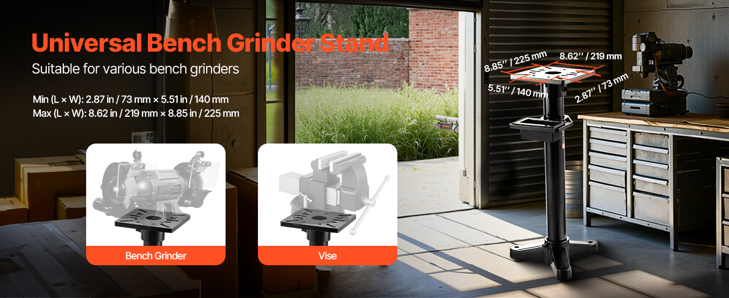 VEVOR Bench Grinder Stand Grinder Vise Floor Pedestal 10.6"x10.6 ...