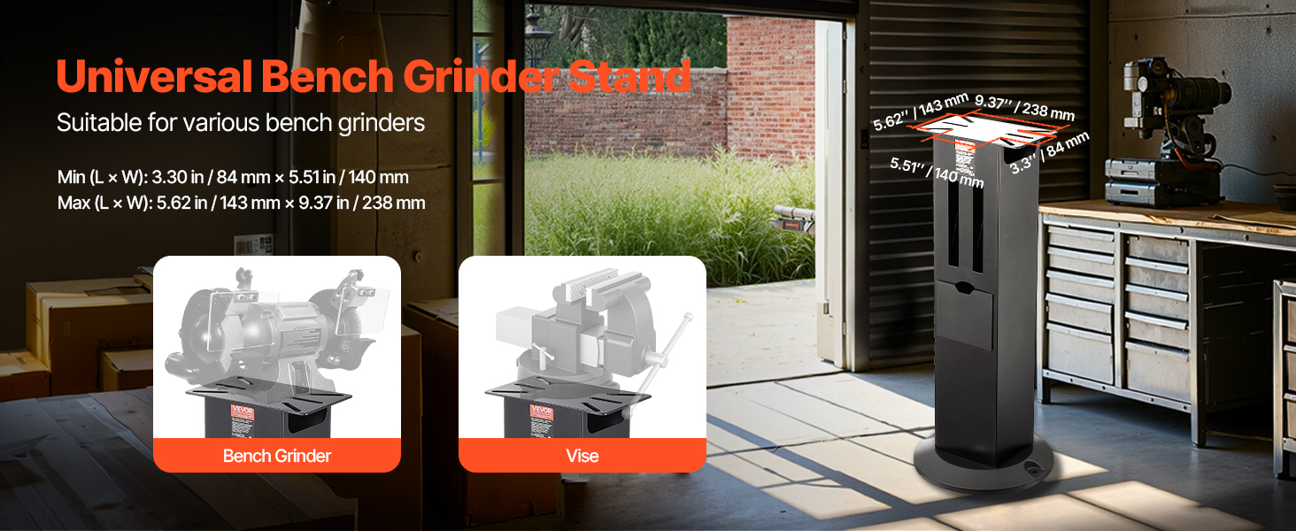 VEVOR Bench Grinder Stand Grinder Vise Floor Pedestal 11" x 6.7 ...