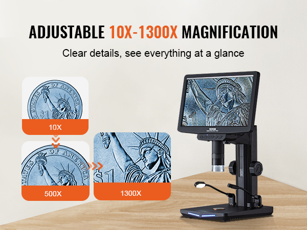 VEVOR 10.1" HDMI LCD Digital Microscope for Adults, Soldering Electron ...